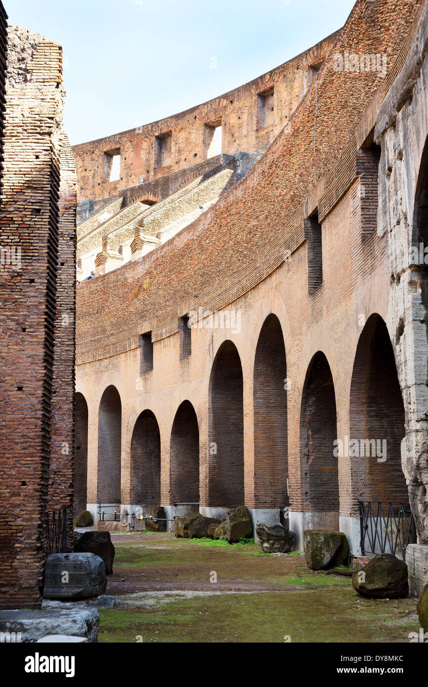 Archways of interior Roman Colosseum Rome, Italy Stock Photo - Alamy