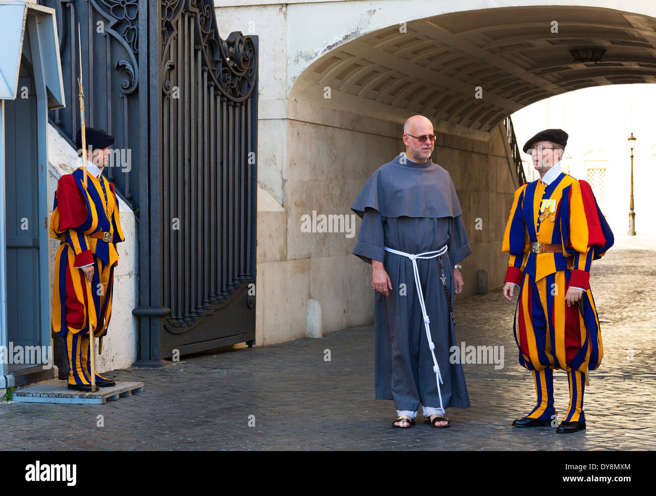 Monk speaks with Swiss Guard at the Vatican, Rome, Italy Stock Photo ...