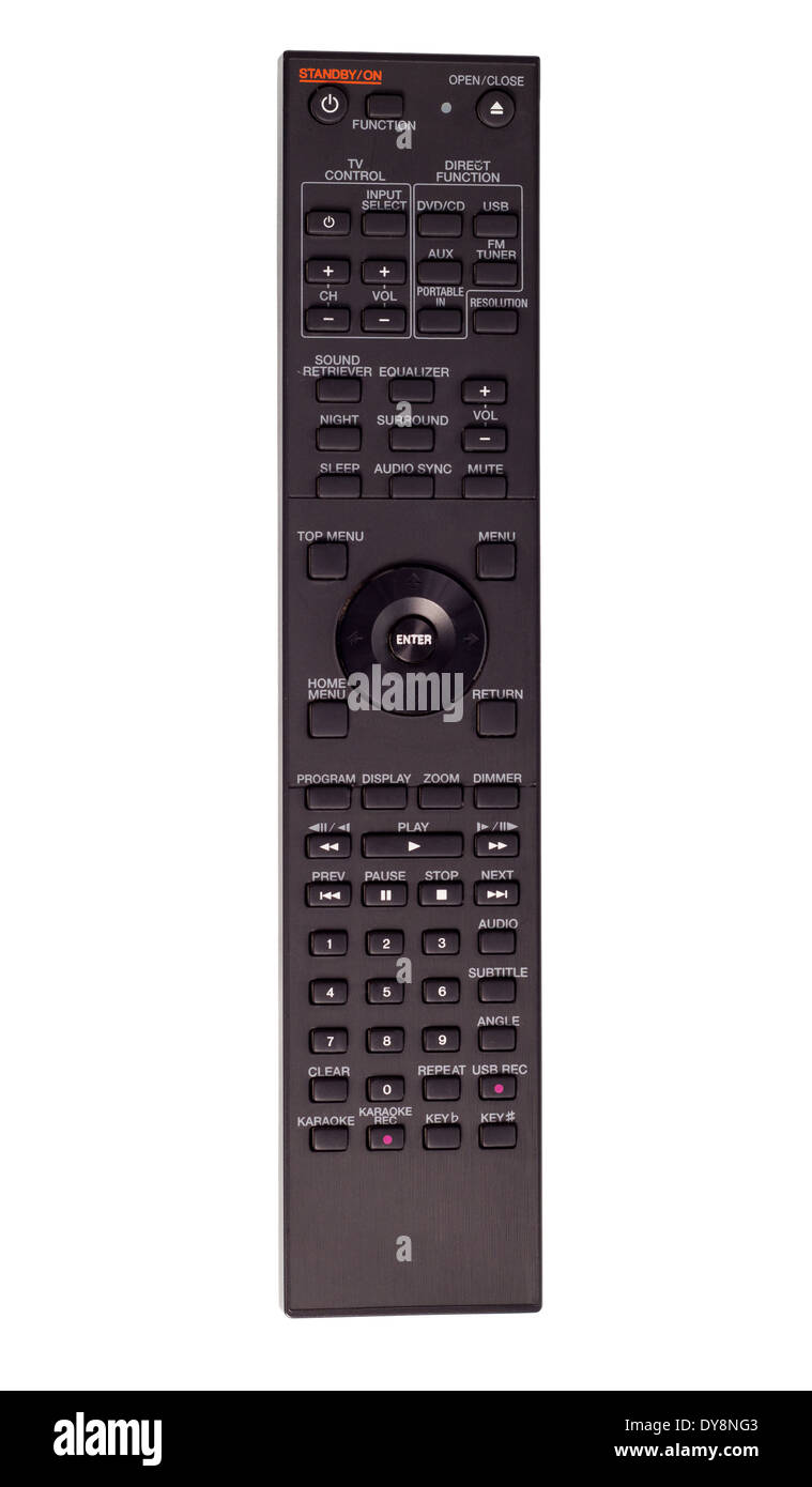 Black DVD player remote control on isolated background Stock Photo - Alamy