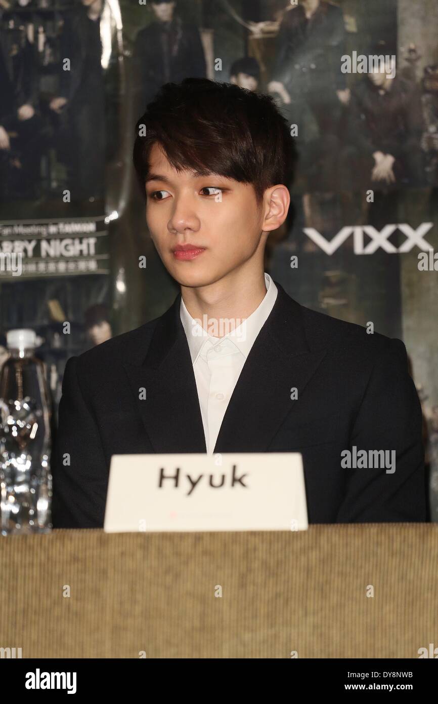 Taipei, China. 6th Apr, 2014. South Korean boy group VIXX at press conference in Taipei, China ...