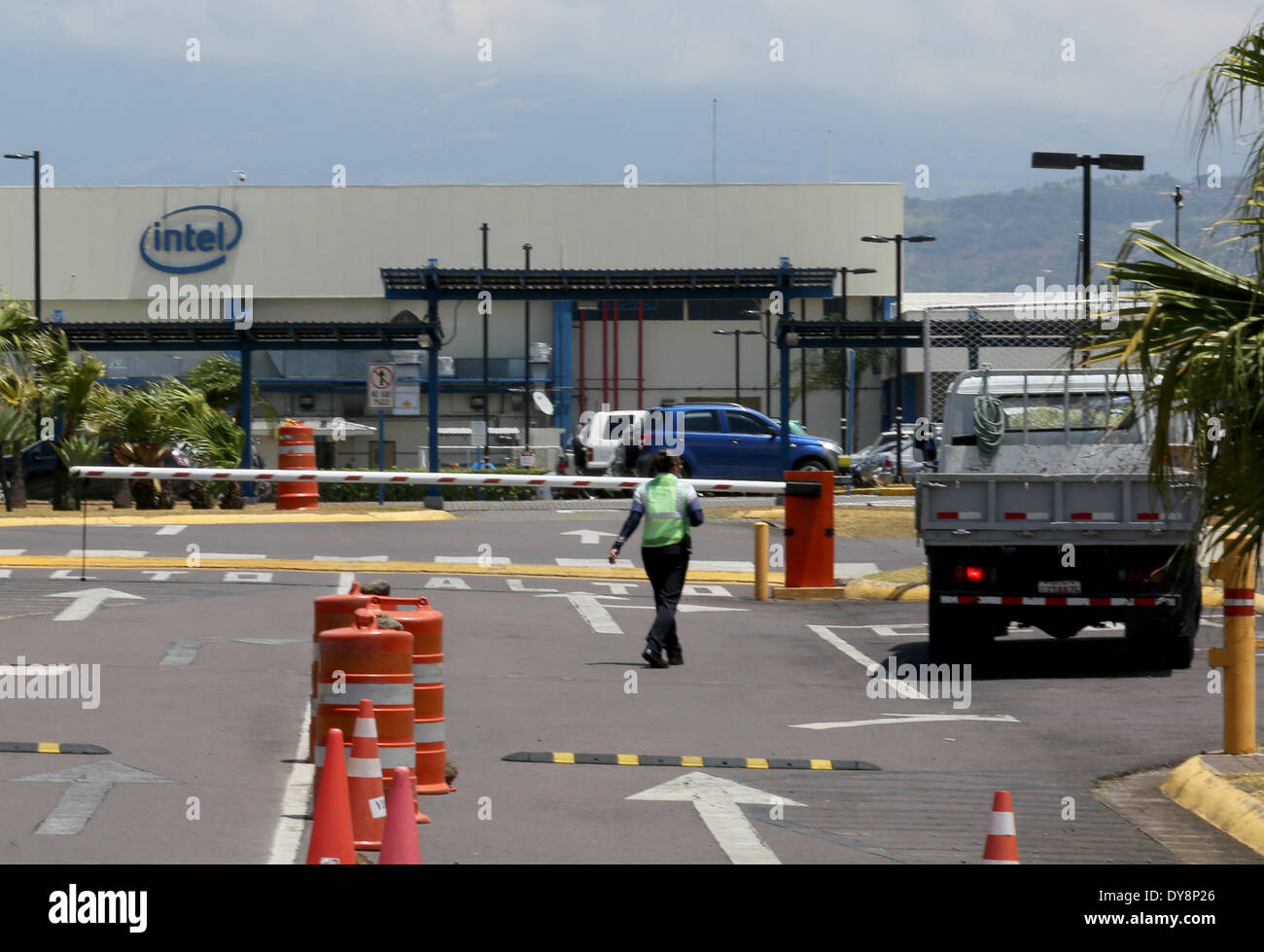 Belen, Costa Rica. 9th Apr, 2014. A security guard walks at the ...