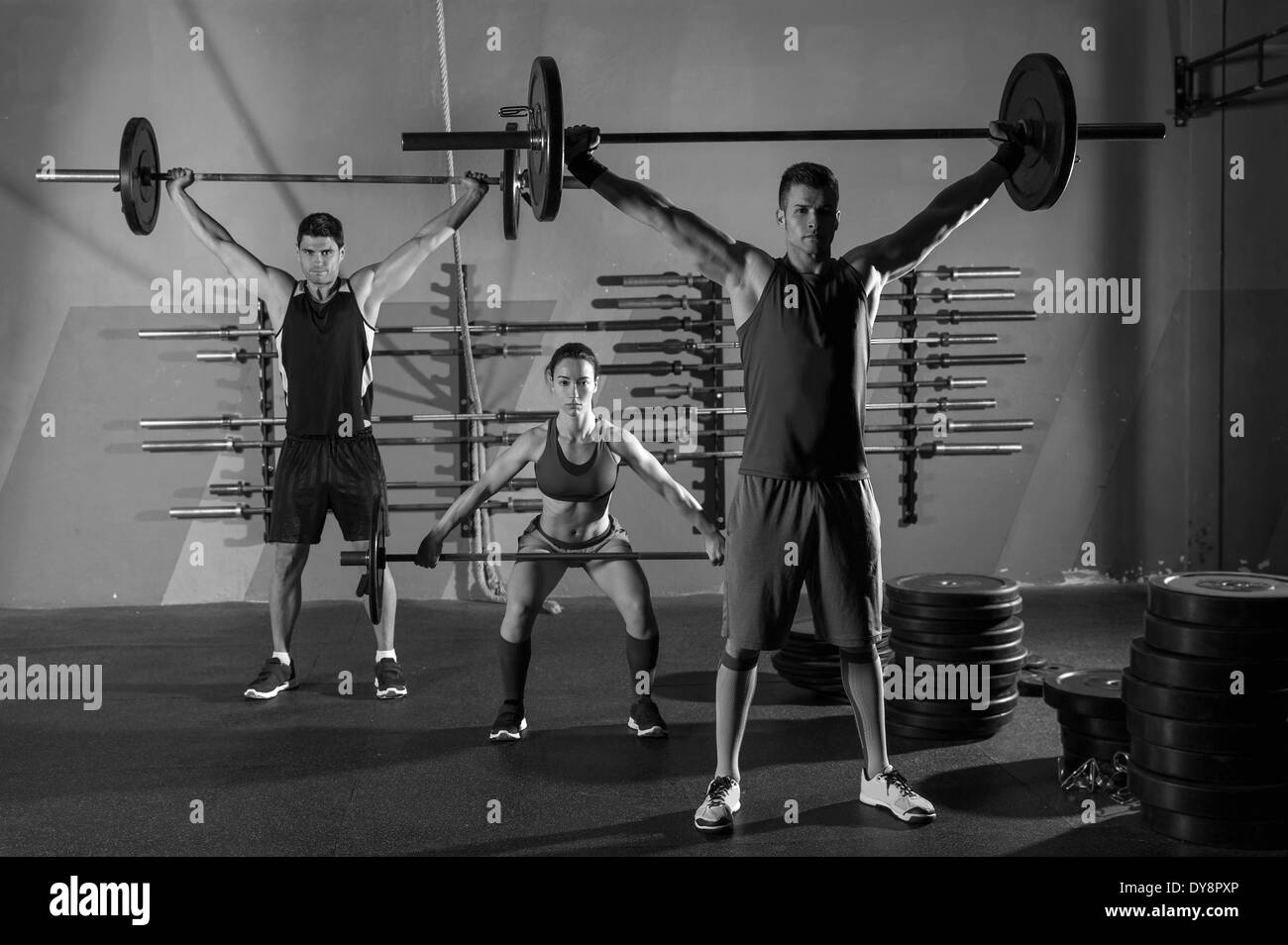 Barbell weight lifting group workout exercise at gym box Stock Photo ...