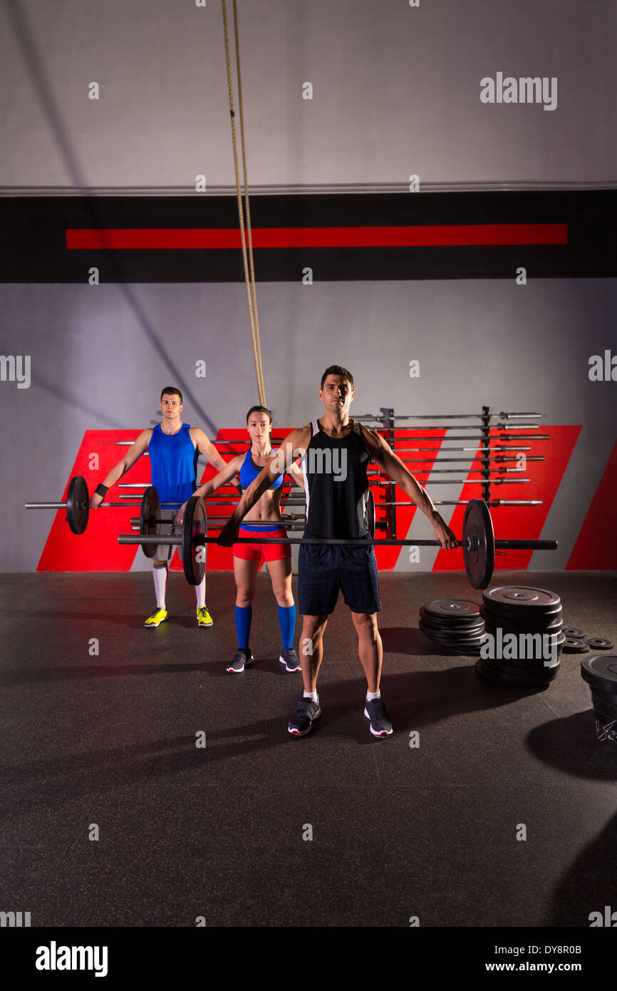 Barbell weight lifting group workout exercise at gym box Stock Photo ...