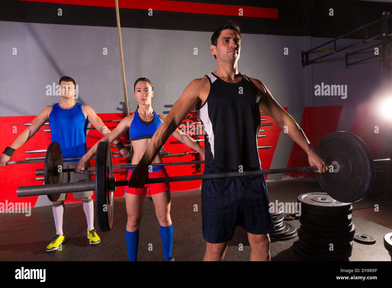 Barbell weight lifting group workout exercise at gym box Stock Photo ...