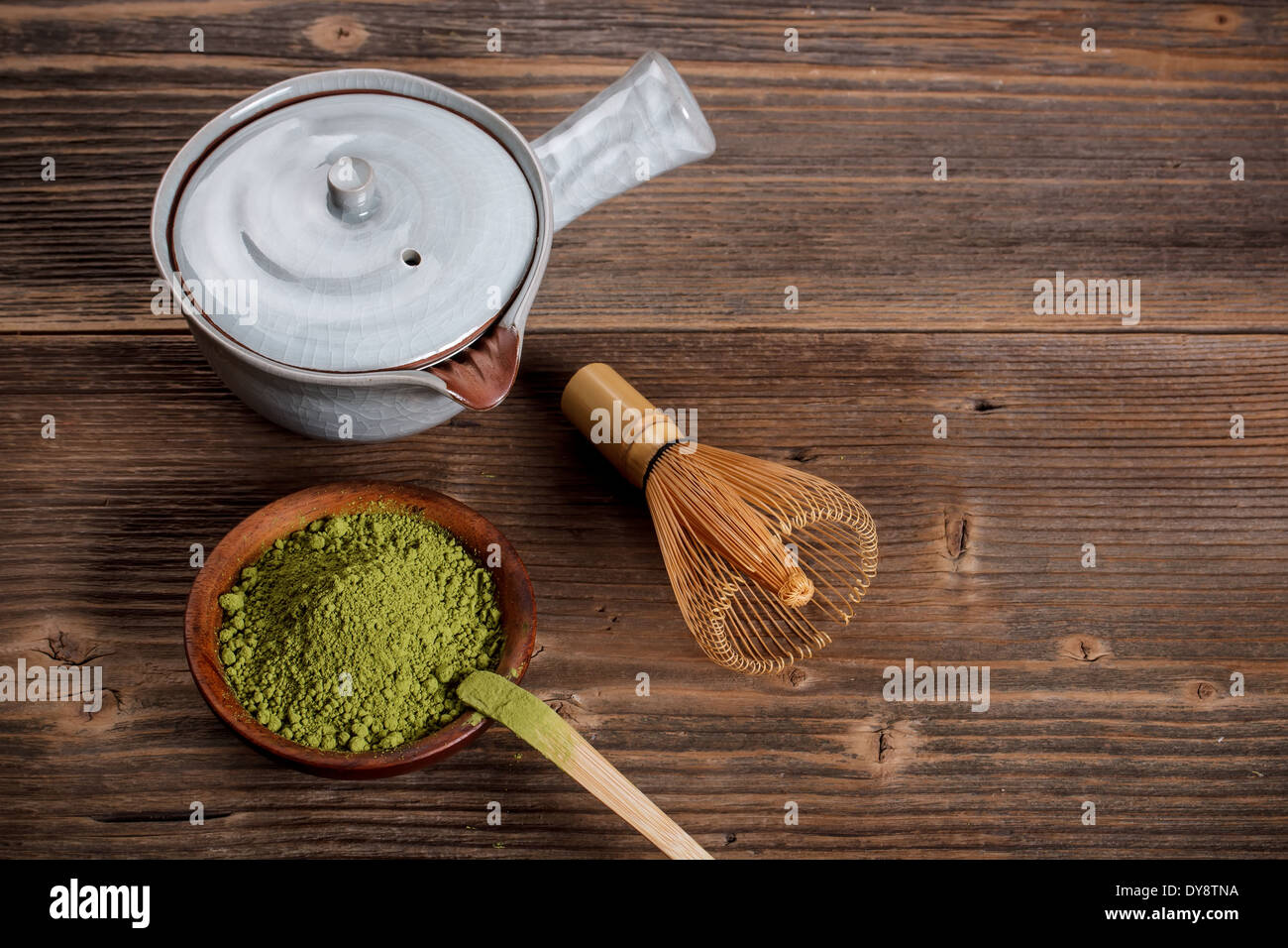 Matcha set with space for text Stock Photo - Alamy