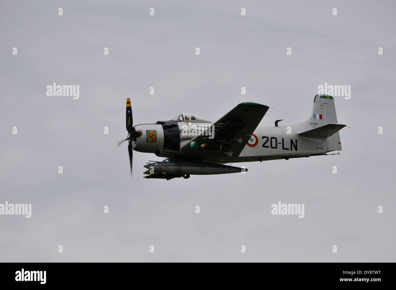 Douglas AD-4N Skyraider at the air show of La Ferte Alais Stock Photo ...