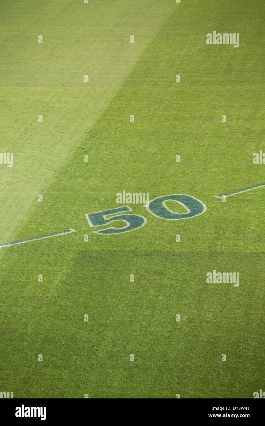 50 metre line at AFL match, Etihad stadium, Melbourne Stock Photo - Alamy