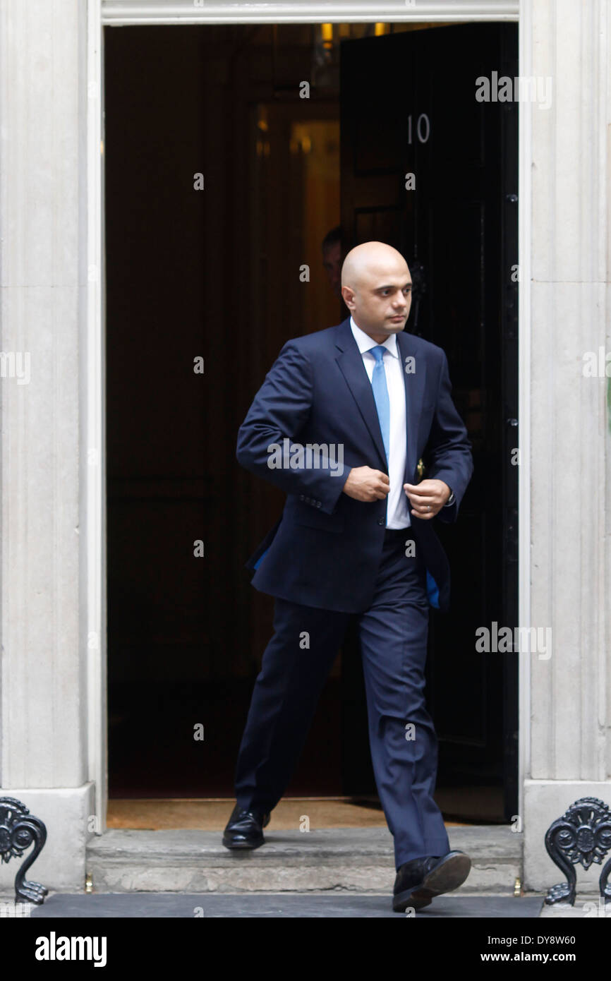 New Culture Secretary Sajid Javid , leaves 10 Downing Street, following ...