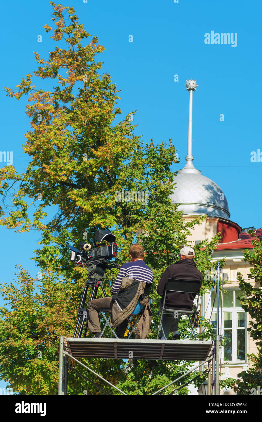 The cameraman of the movie sit on a special platform Stock Photo - Alamy