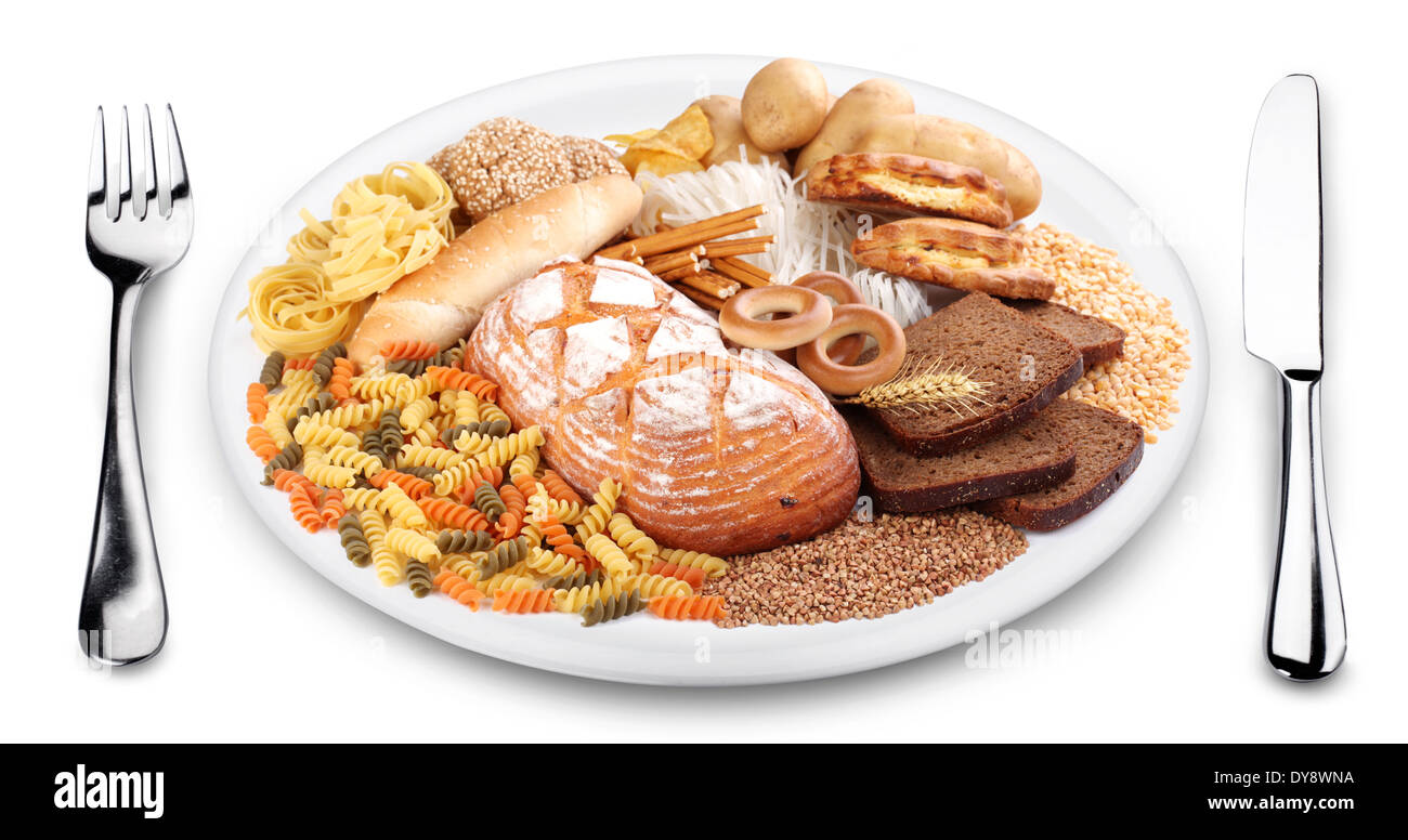 Bakery products on a plate. White background Stock Photo - Alamy