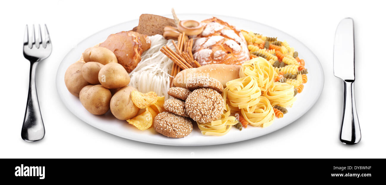 Bakery products on a plate. White background Stock Photo - Alamy