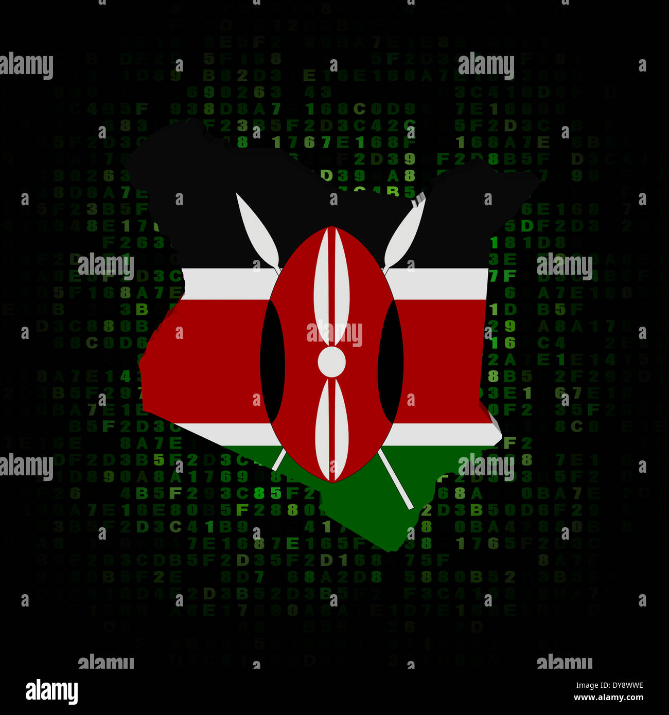 Kenya map flag on hex code illustration Stock Photo - Alamy
