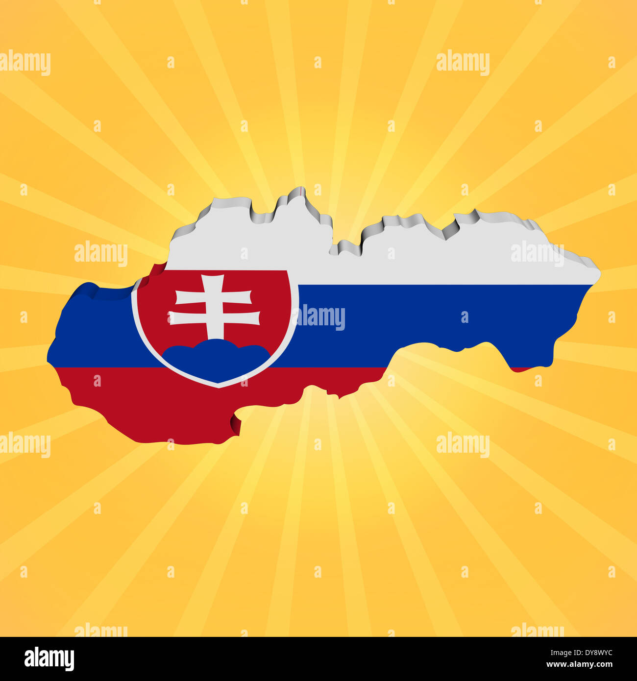 Slovakia map flag on sunburst illustration Stock Photo - Alamy