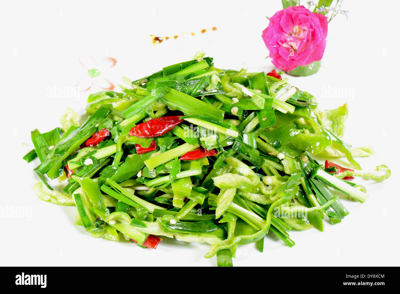 Chinese Food: Fried leek vegetable Stock Photo - Alamy