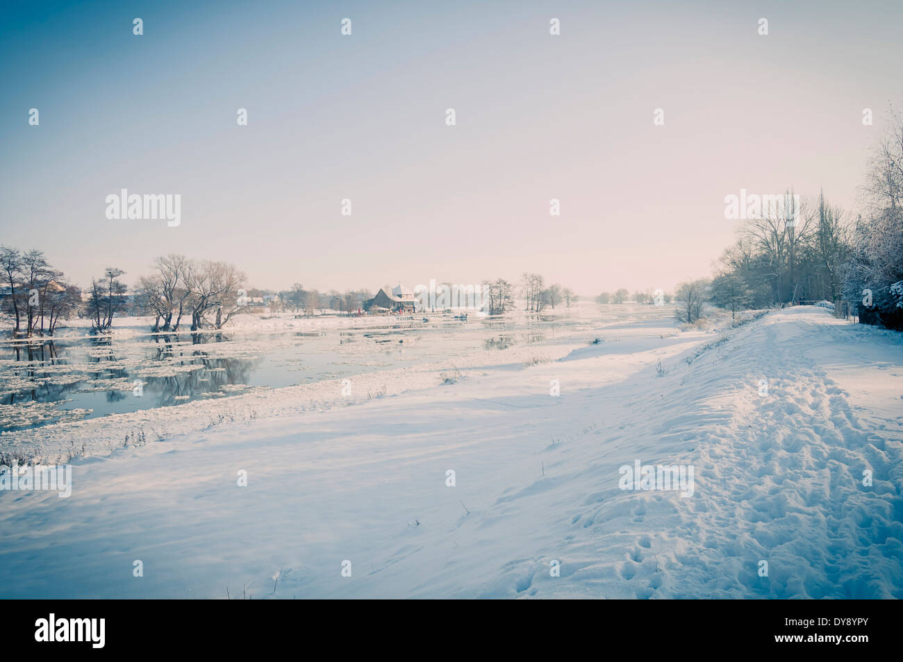 Germany, winter landscape with frozen hollow Stock Photo - Alamy