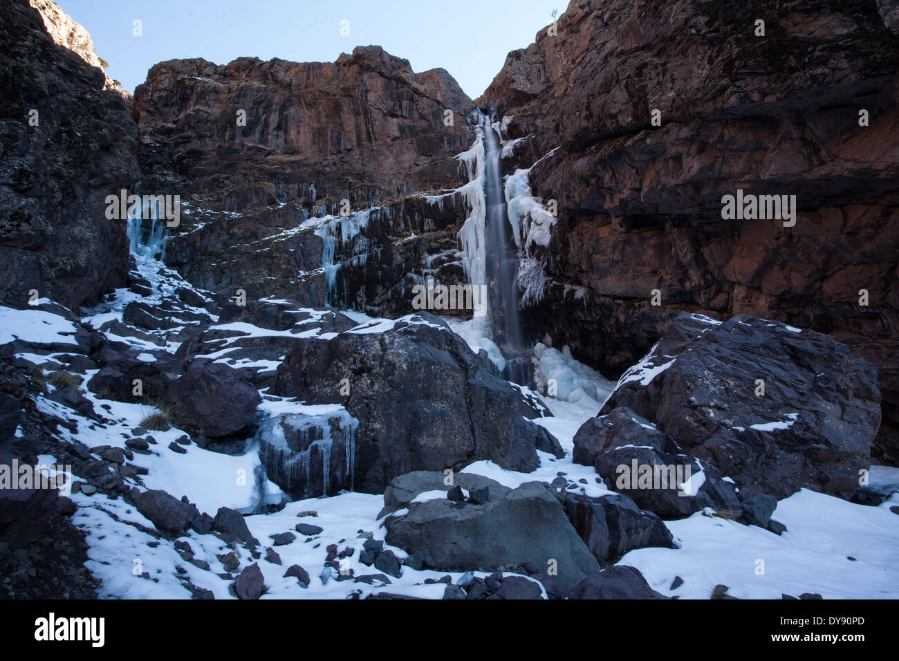 Frozen waterfall in the high Atlas Mountains Stock Photo - Alamy