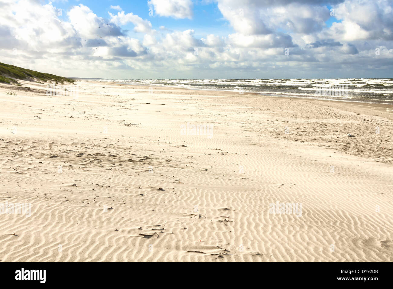 White sand beach. View to Baltic Sea Costline. Curonian Spit, Nida ...