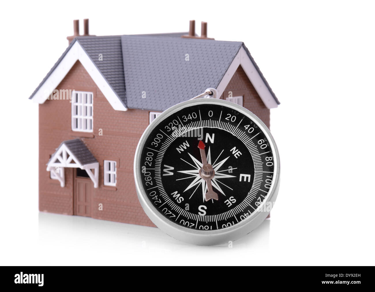 Concept of looking for a house, a compass with small house isolated on ...