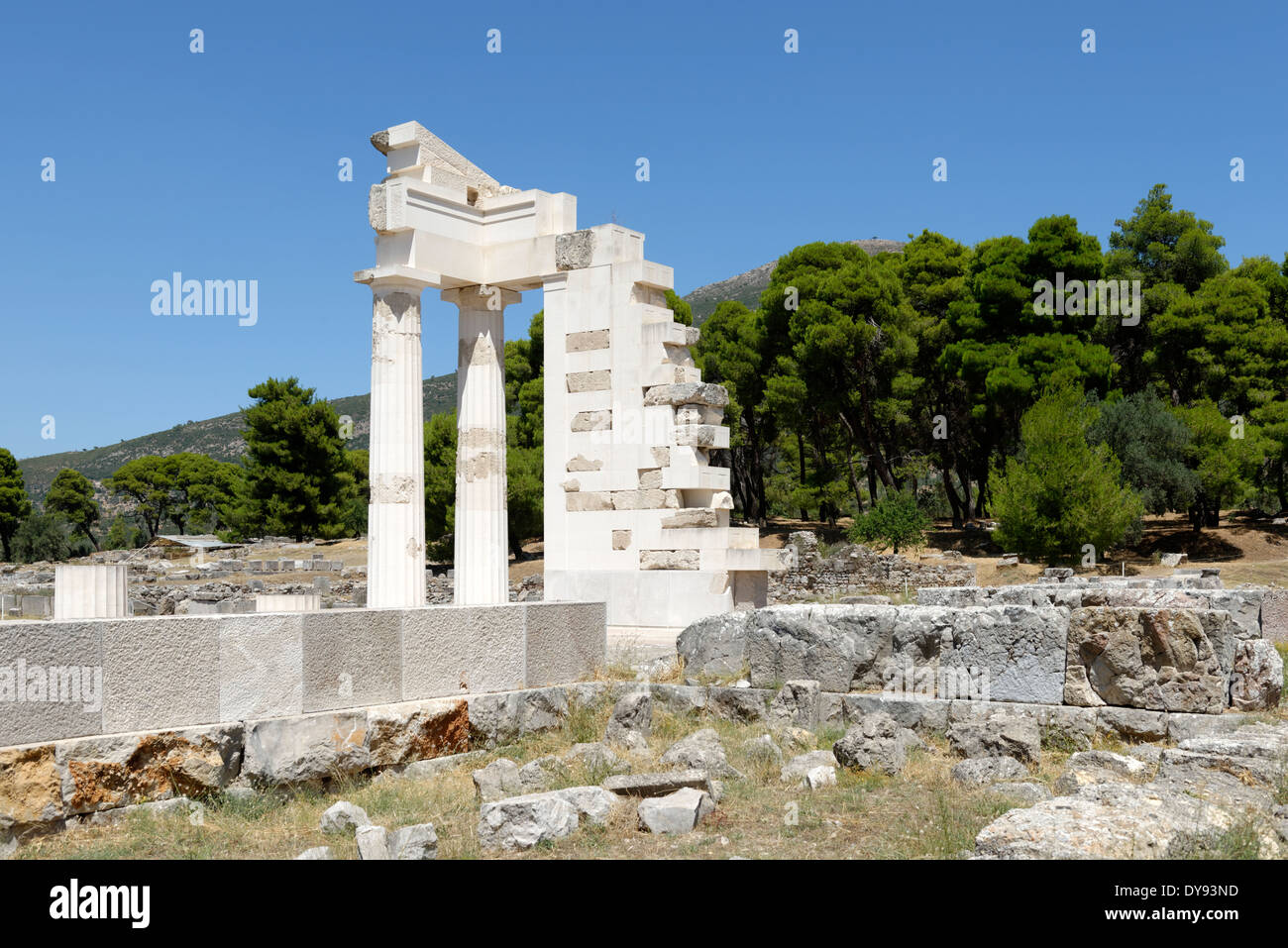 The part restored Propylon Hestiatorion complex Sanctuary Asklepios ...