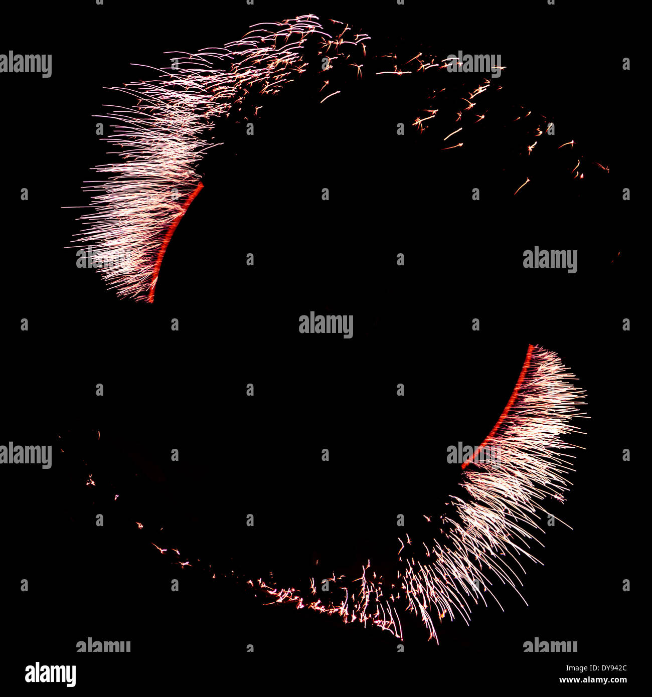 Circle fire sparks on a black background Stock Photo - Alamy