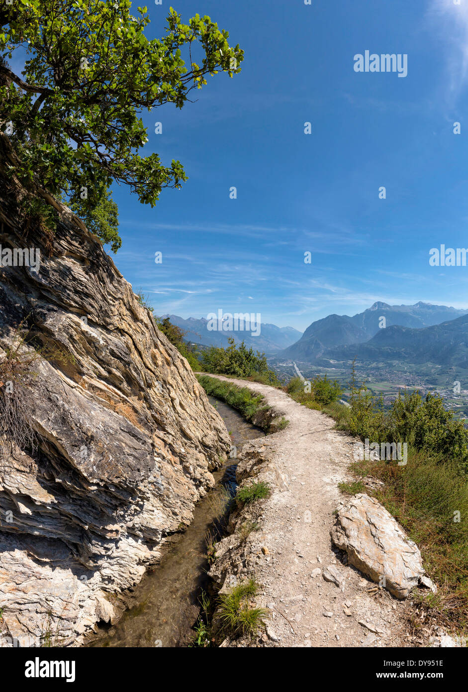 Grand Bisse de Lens, Bisse, Rhone valley, landscape, summer, mountains ...