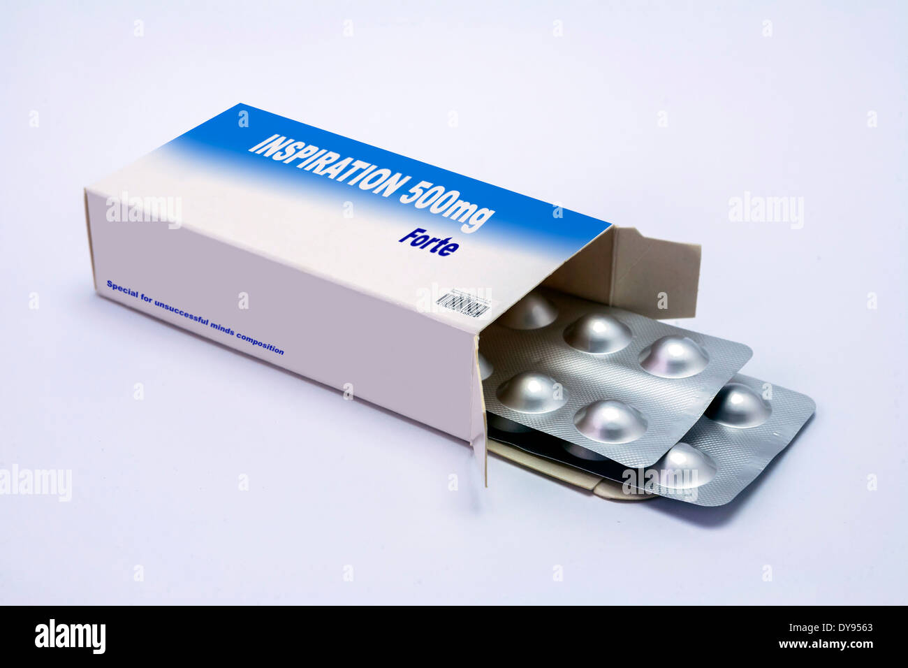 Open medicine packet labelled inspiration opened at one end to display ...