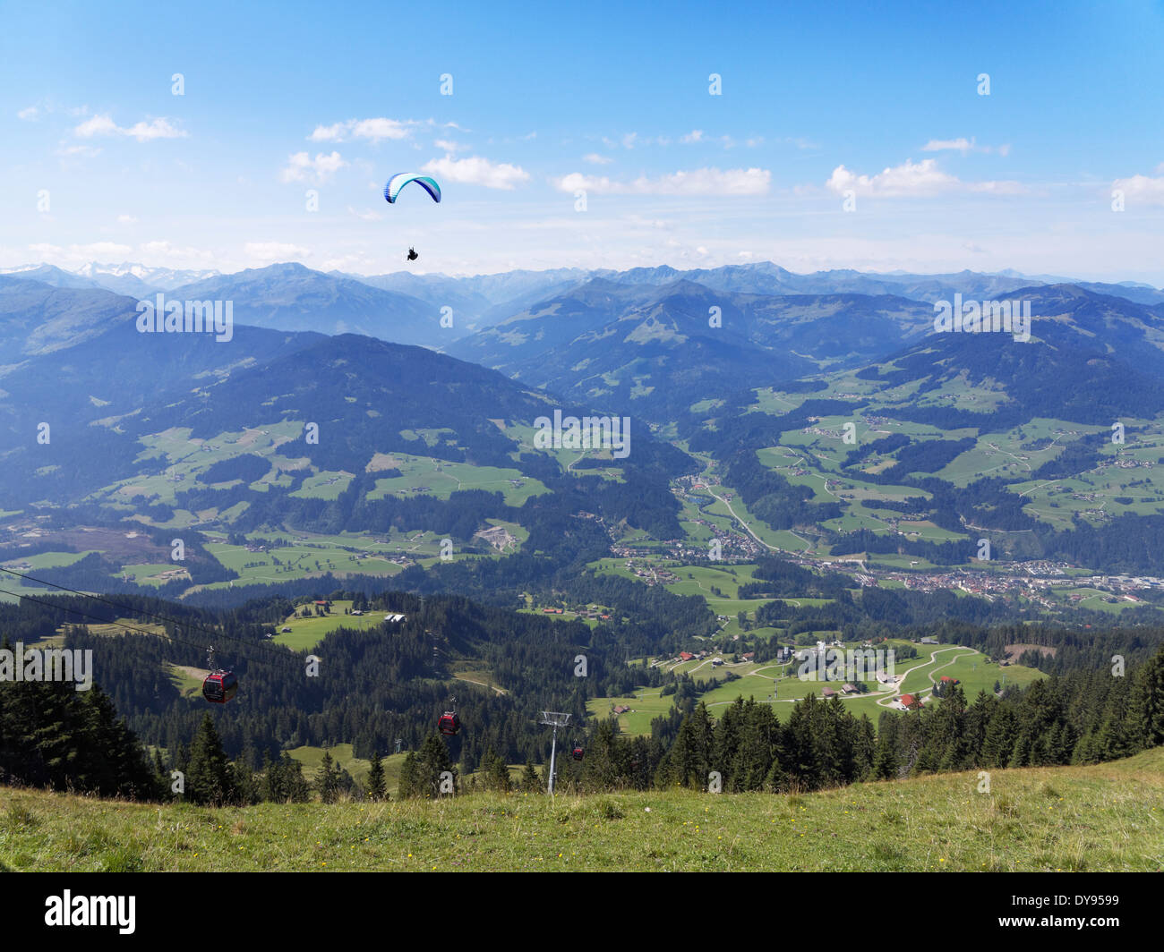 Austria, Tyrol, Kitzbuehel Alps, View from Hohe Salve to Brixen Valley ...