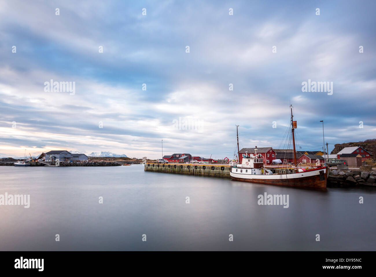 Norway, Lofoten, Austvagoy, harbour of Laukvik Stock Photo - Alamy