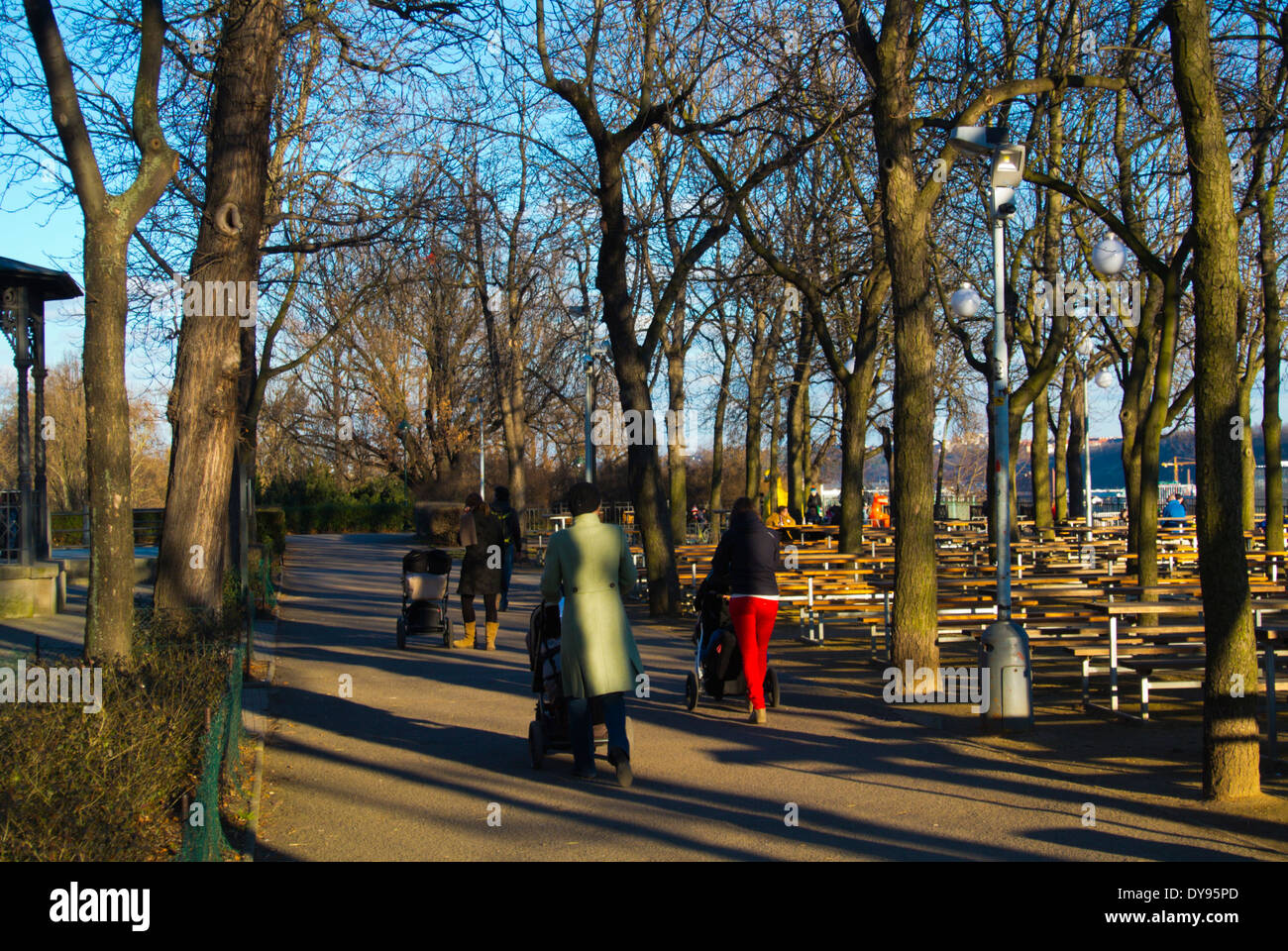 Mothers with prams, Letenske Sady park, Bubenec district, Prague, Czech ...