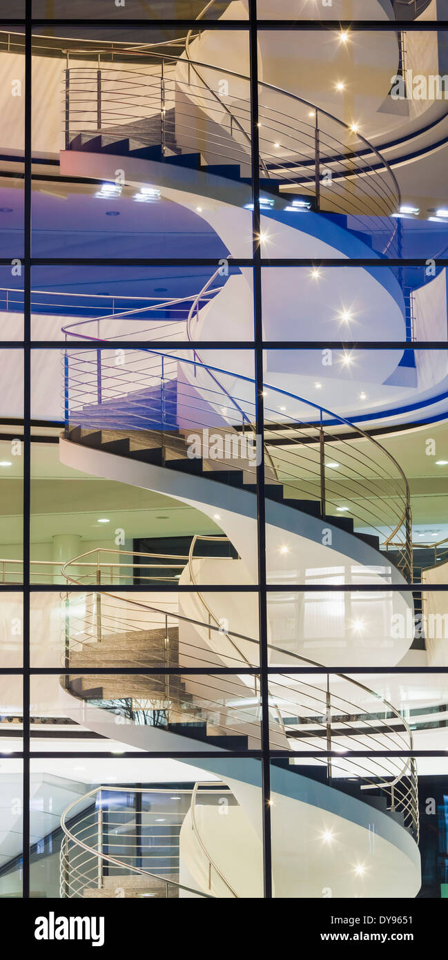 Germany, Baden-Wuerttemberg, Stuttgart, office building, staircase ...