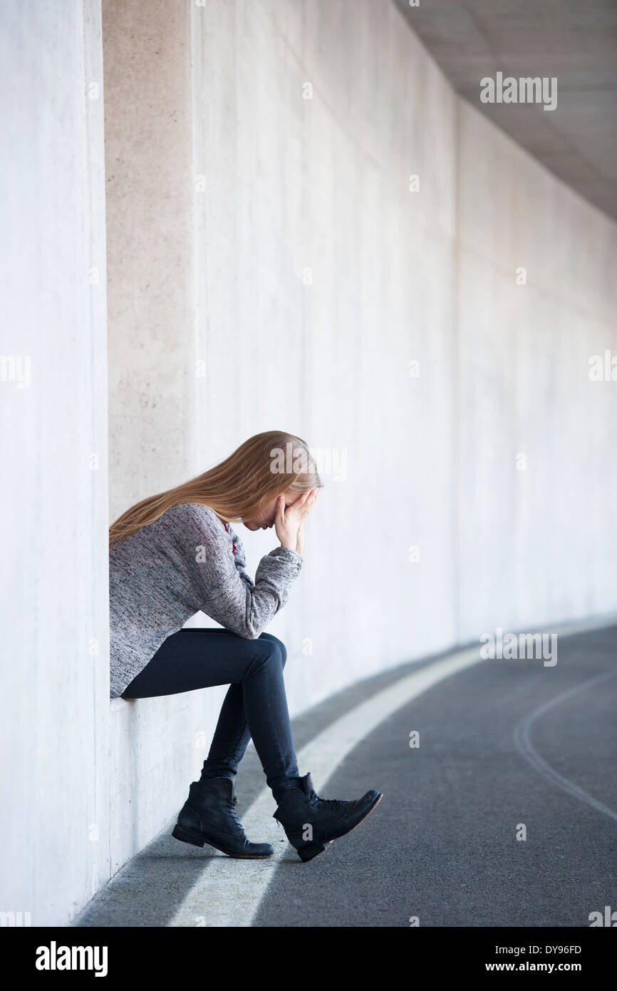 Girl hands over face image hi-res stock photography and images - Alamy