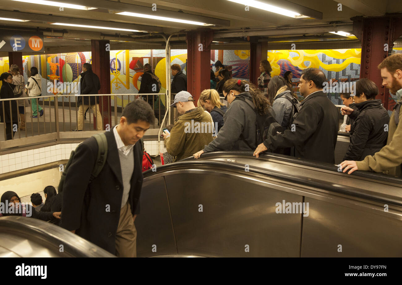 escalators at 53rd & Lexington Subway Station below City Corp at the ...