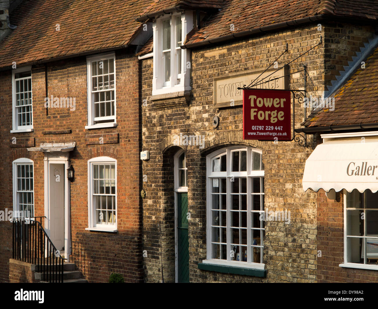 UK, England, East Sussex, Rye, Tower forge and shops inside Landgate ...