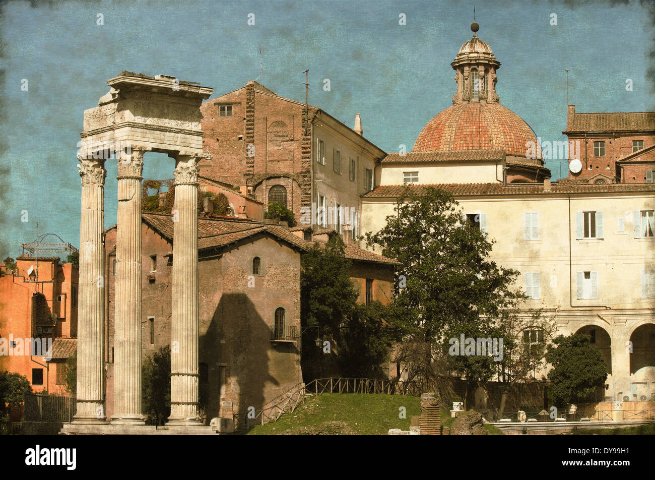 Vintage image of an urban scenic in rome hi-res stock photography and ...