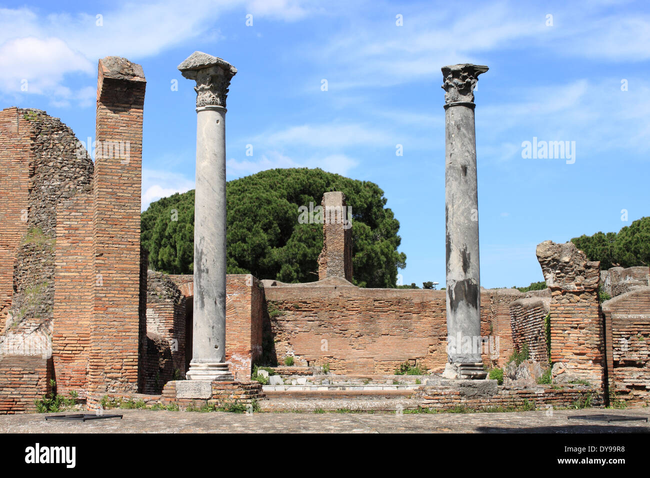 Ruins of a temple in Ostia Antica, the old harbour of Rome, Italy Stock ...
