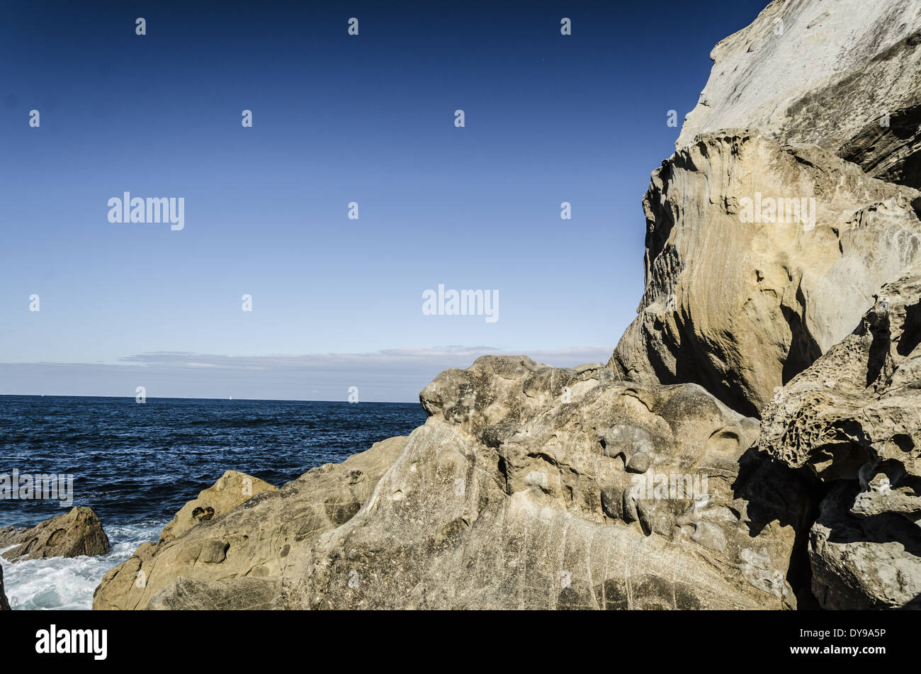 Beautiful landscape at the Atlantic ocean with very detailed rocks ...