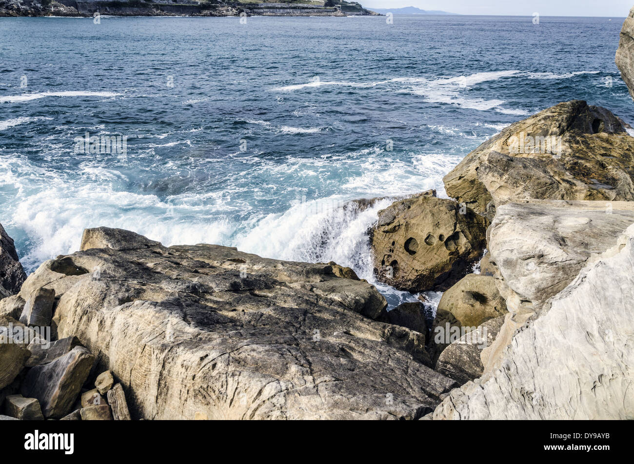 View at the ocean with beautiful and detail rocks Stock Photo - Alamy