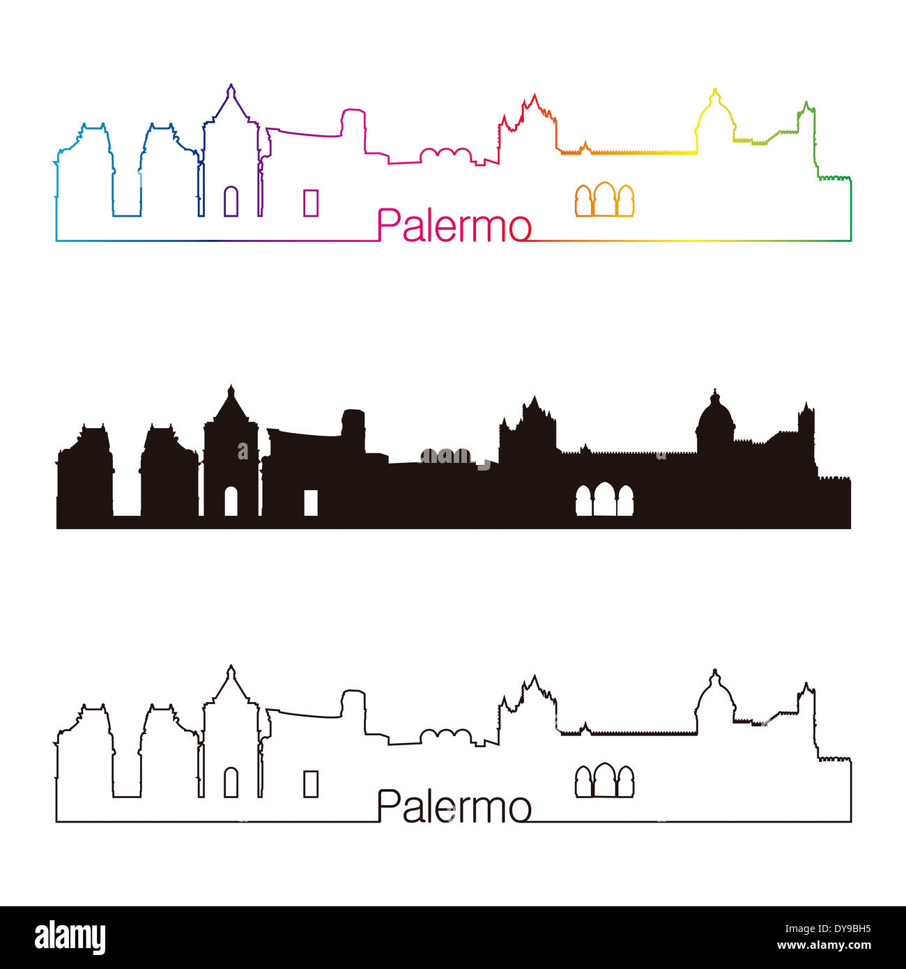 Palermo skyline linear style Stock Photo - Alamy