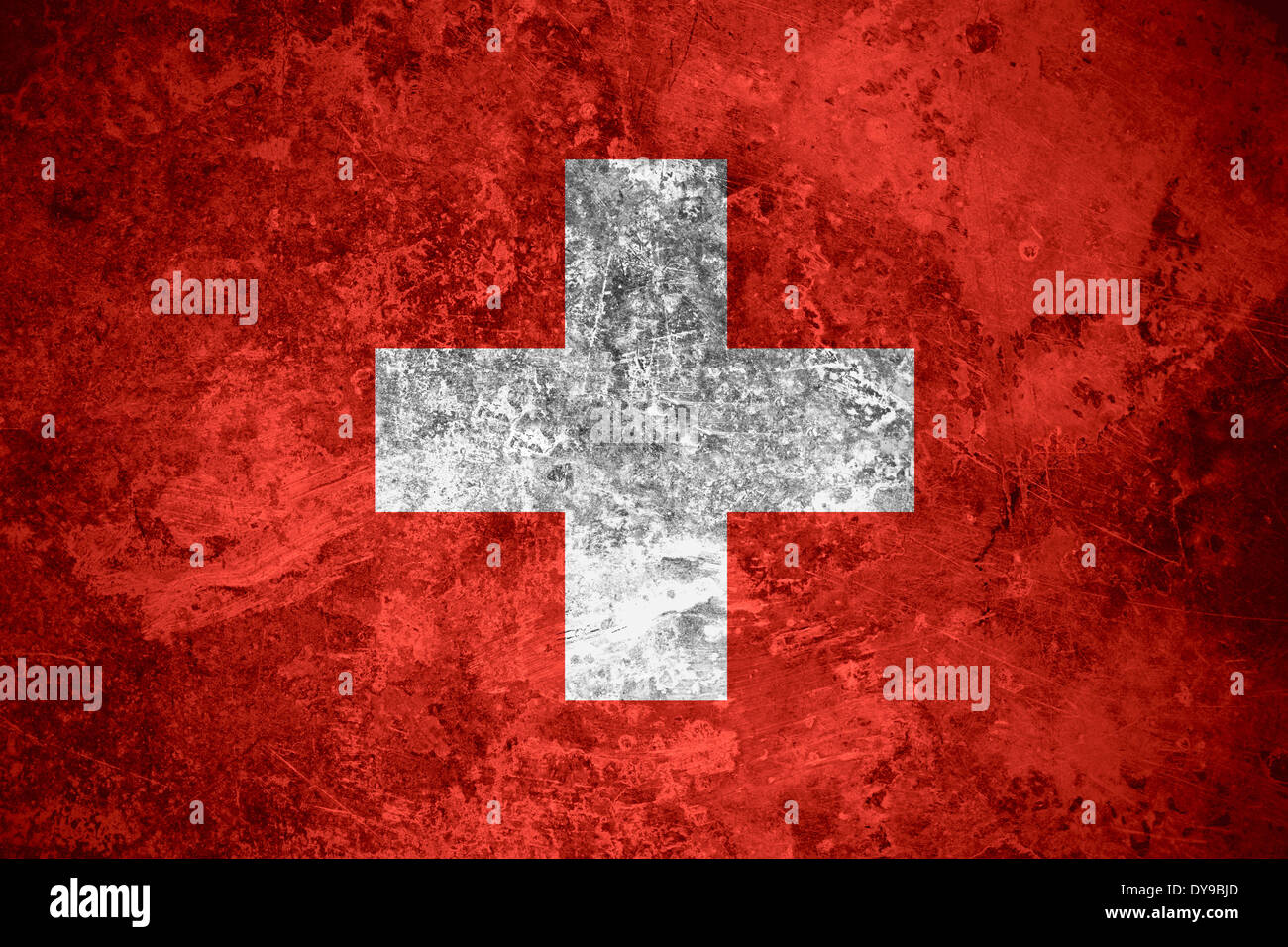 flag of Switzerland or Swiss banner on vintage metal texture Stock ...
