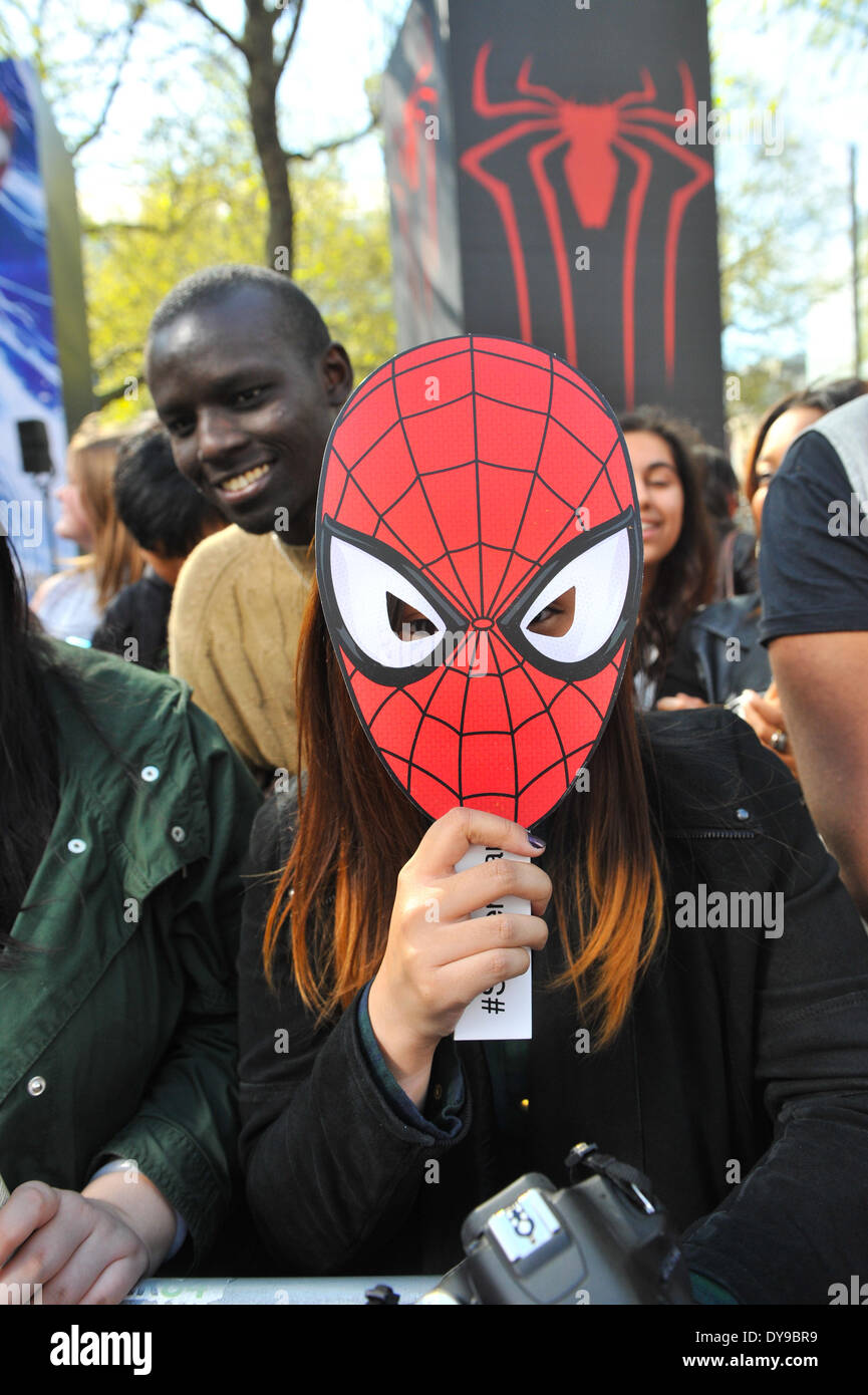Leicester Square, London, UK. 10th April 2014. A large crowd, many with ...
