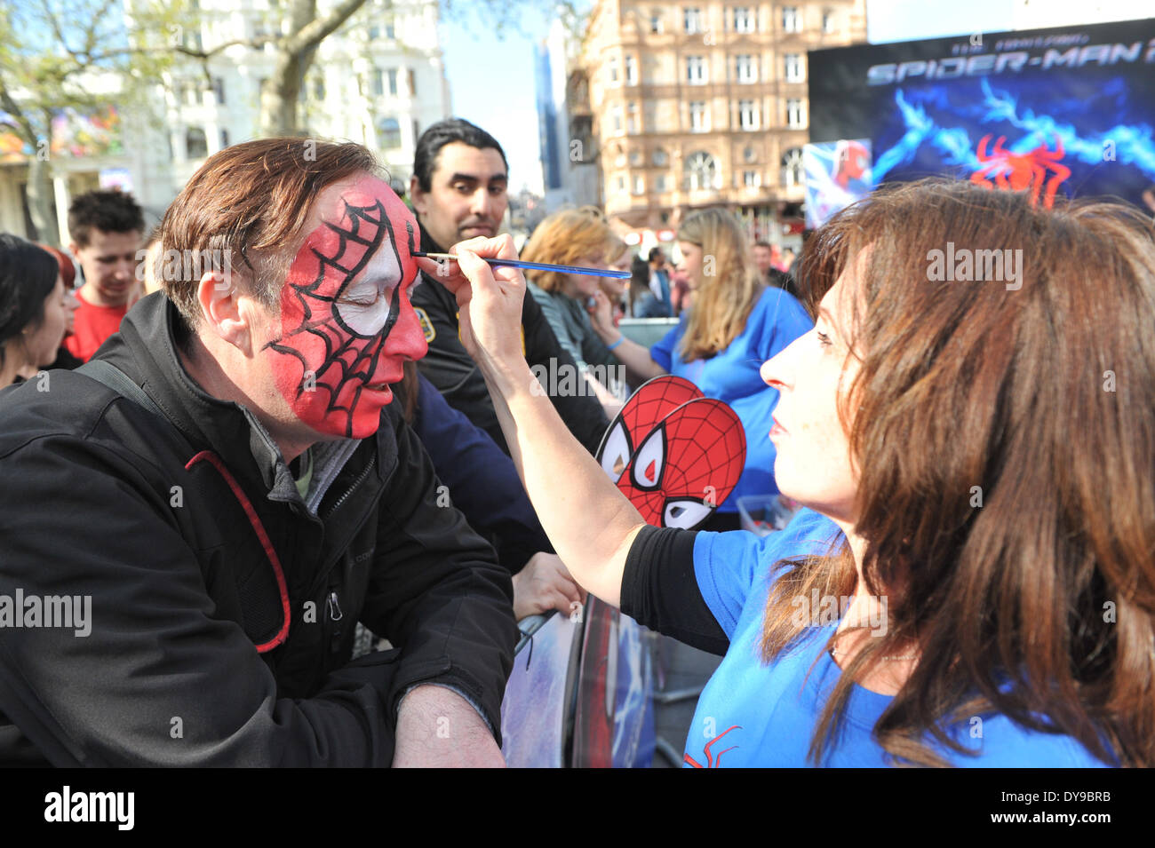 Leicester Square, London, UK. 10th April 2014. A large crowd, with ...