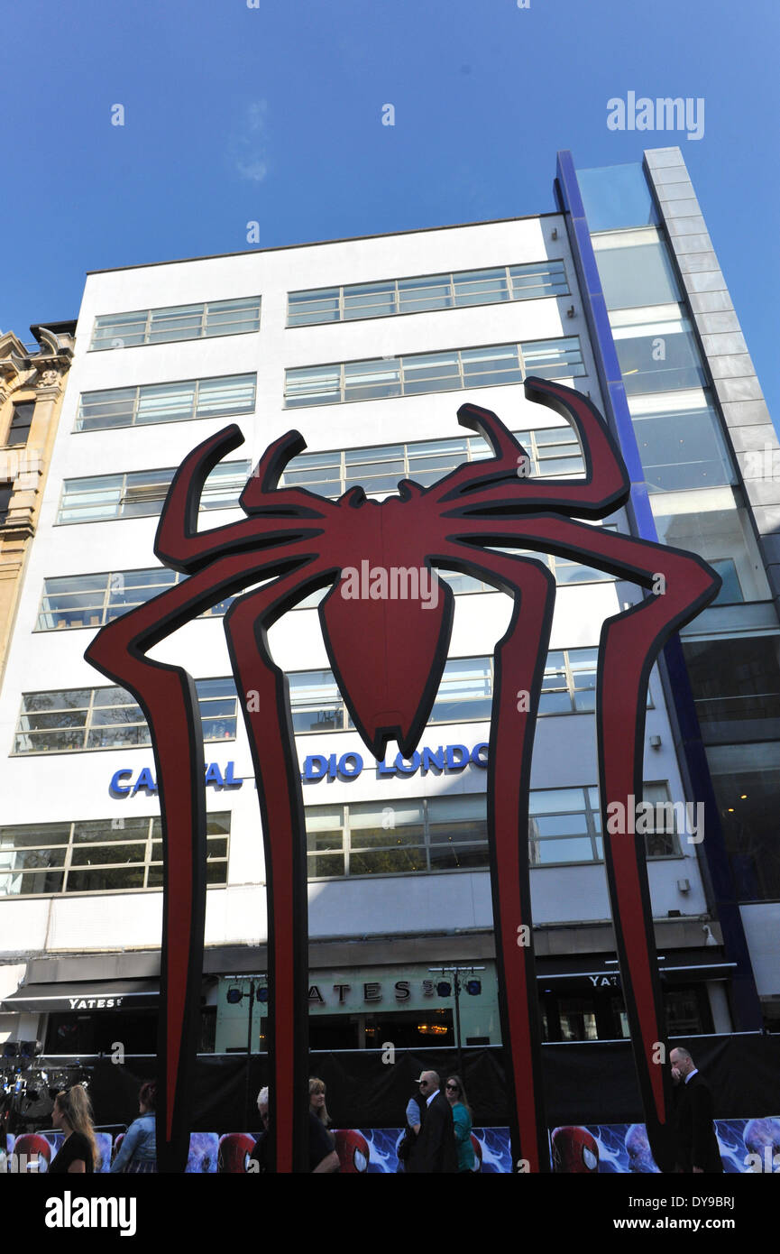 Leicester Square, London, UK. 10th April 2014. A Spider Man for the ...