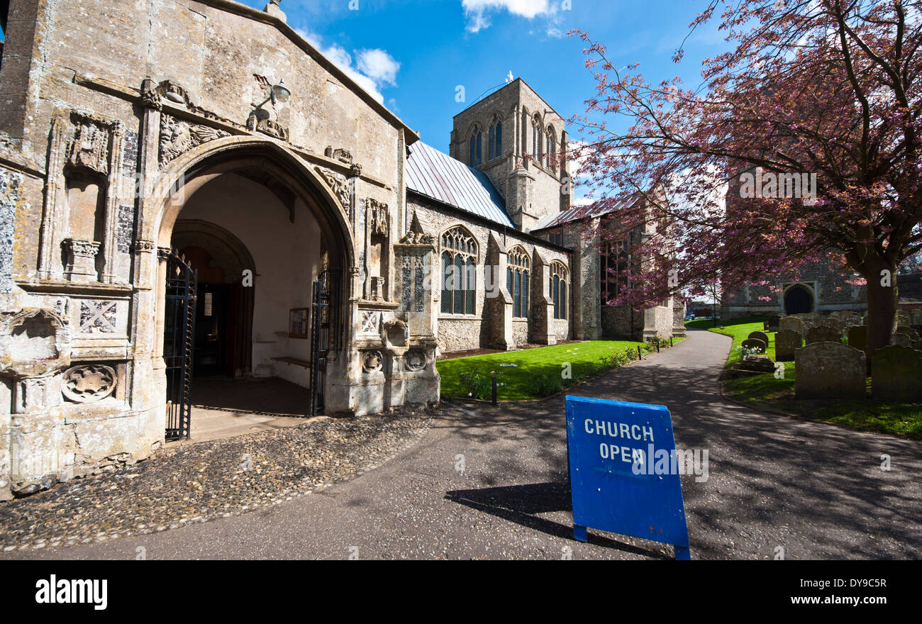 Church open sign St. Nicholas Church East Dereham Norfolk Stock Photo - Alamy
