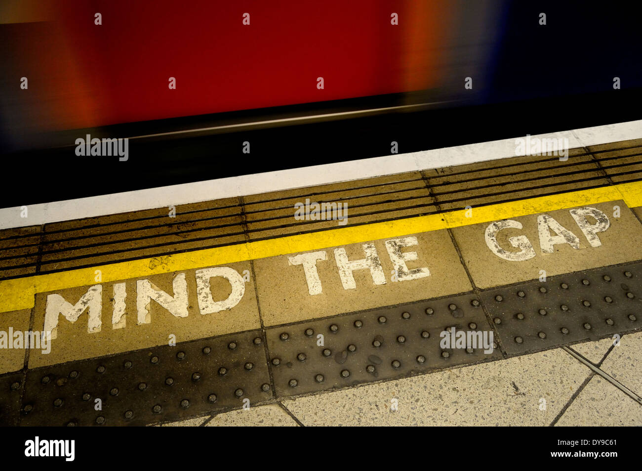 London, England, UK. London Underground station platform - 'Mind the ...