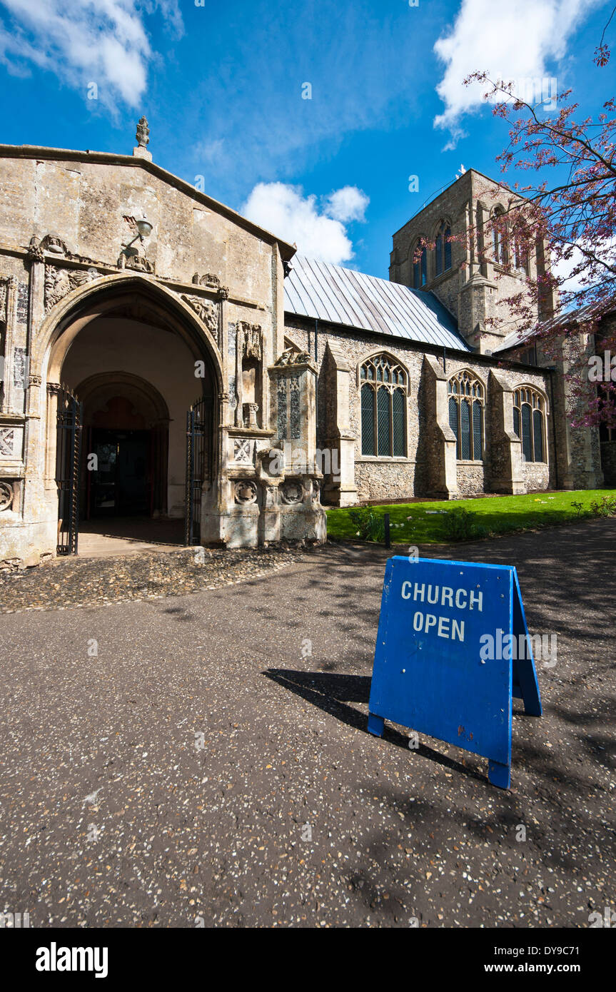 Church open sign St. Nicholas Church East Dereham Norfolk Stock Photo ...
