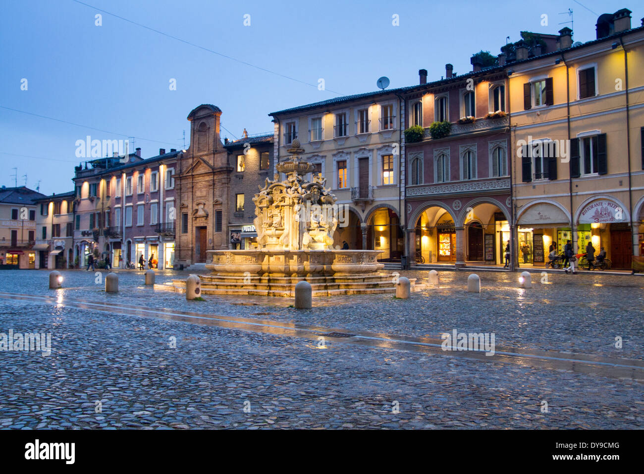Blue hour in Piazza de Popolo, Cesena, Emilia Romagna, Italy Stock ...