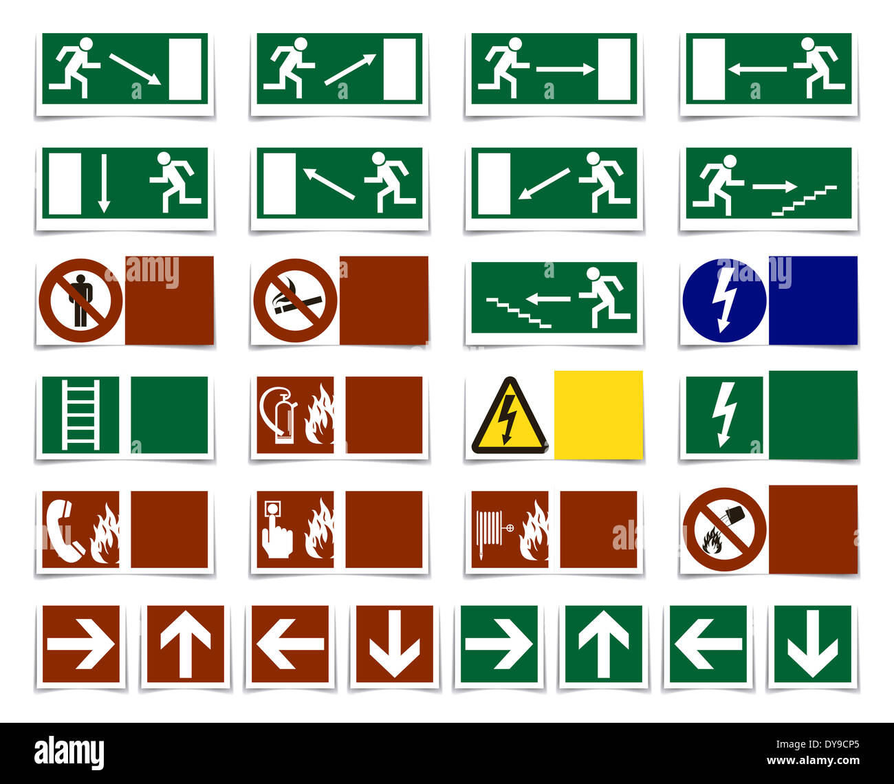 Idolated Danger, warning, exit sign - symbol set, collection with ...