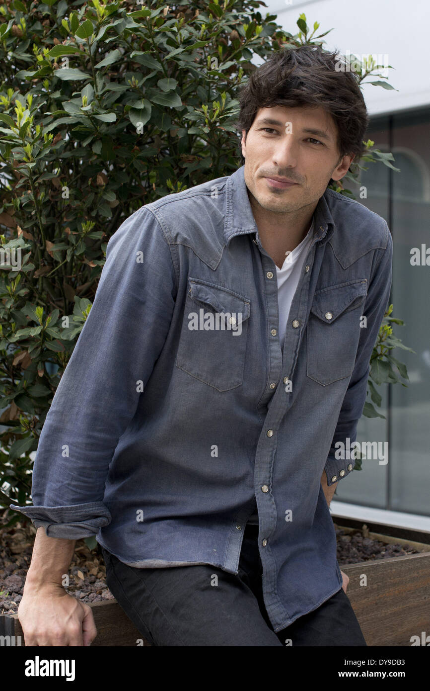 Madrid, Spain. 10th Apr, 2014. Spanish model Andres Velencoso promotes ...