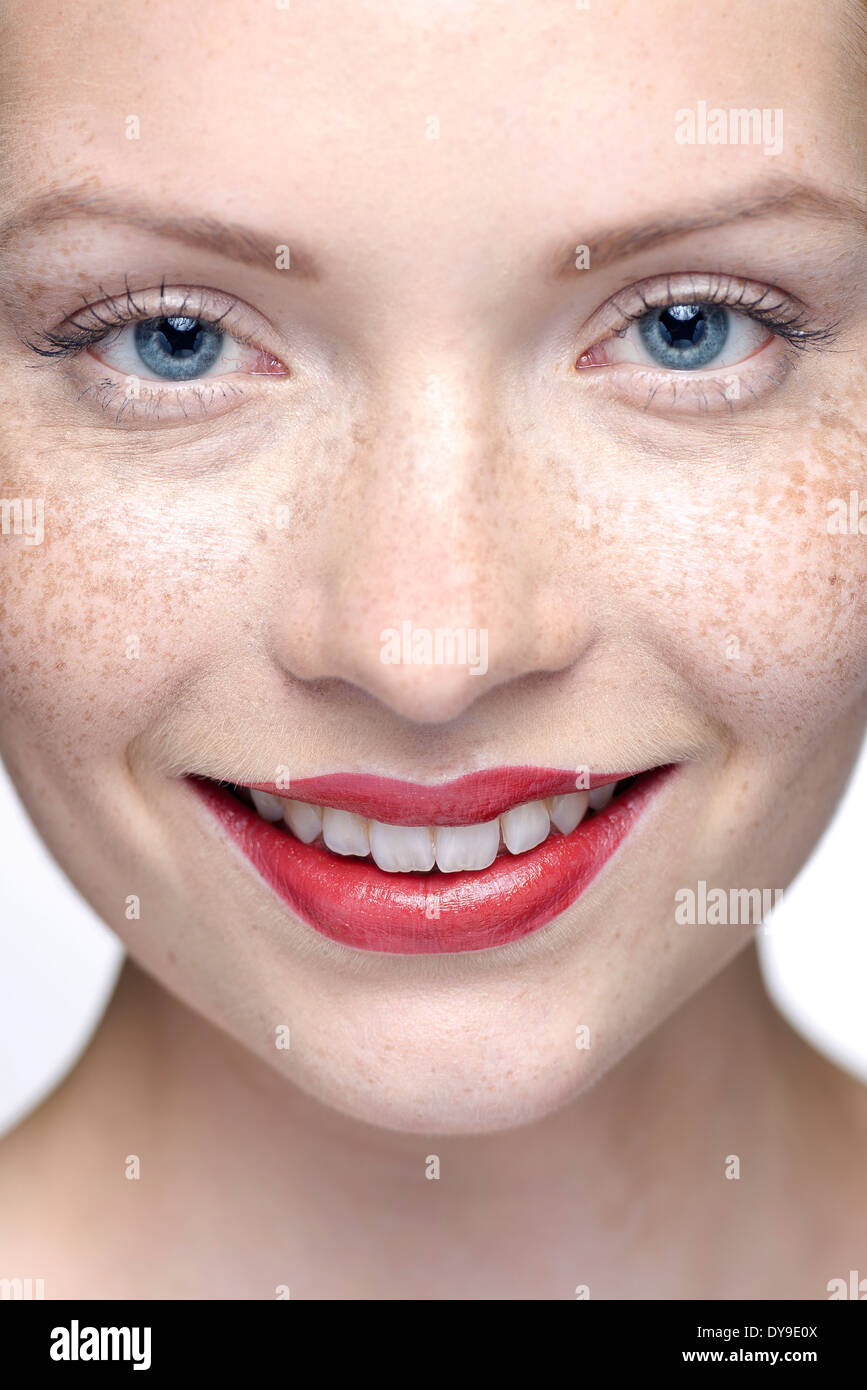 Close up young woman red hi-res stock photography and images - Alamy