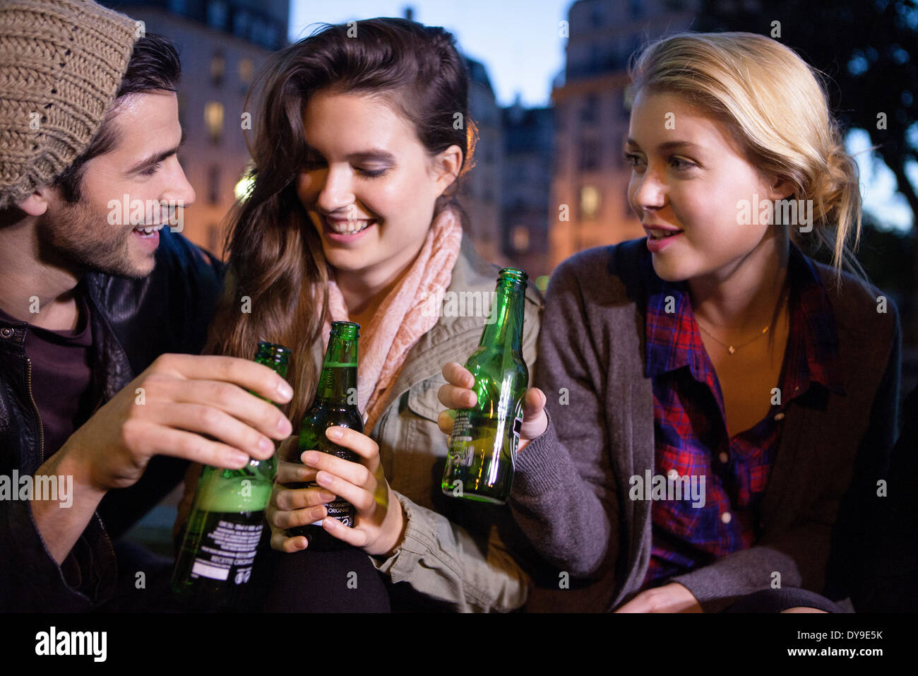 Three people making a toast hi-res stock photography and images - Alamy